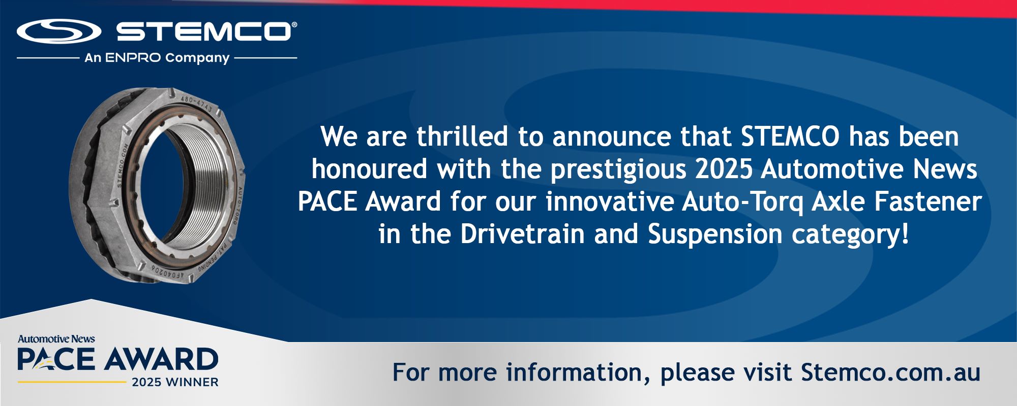STEMCO’s Auto-Torq Axle Fastener Wins 2025 Automotive News PACE Award